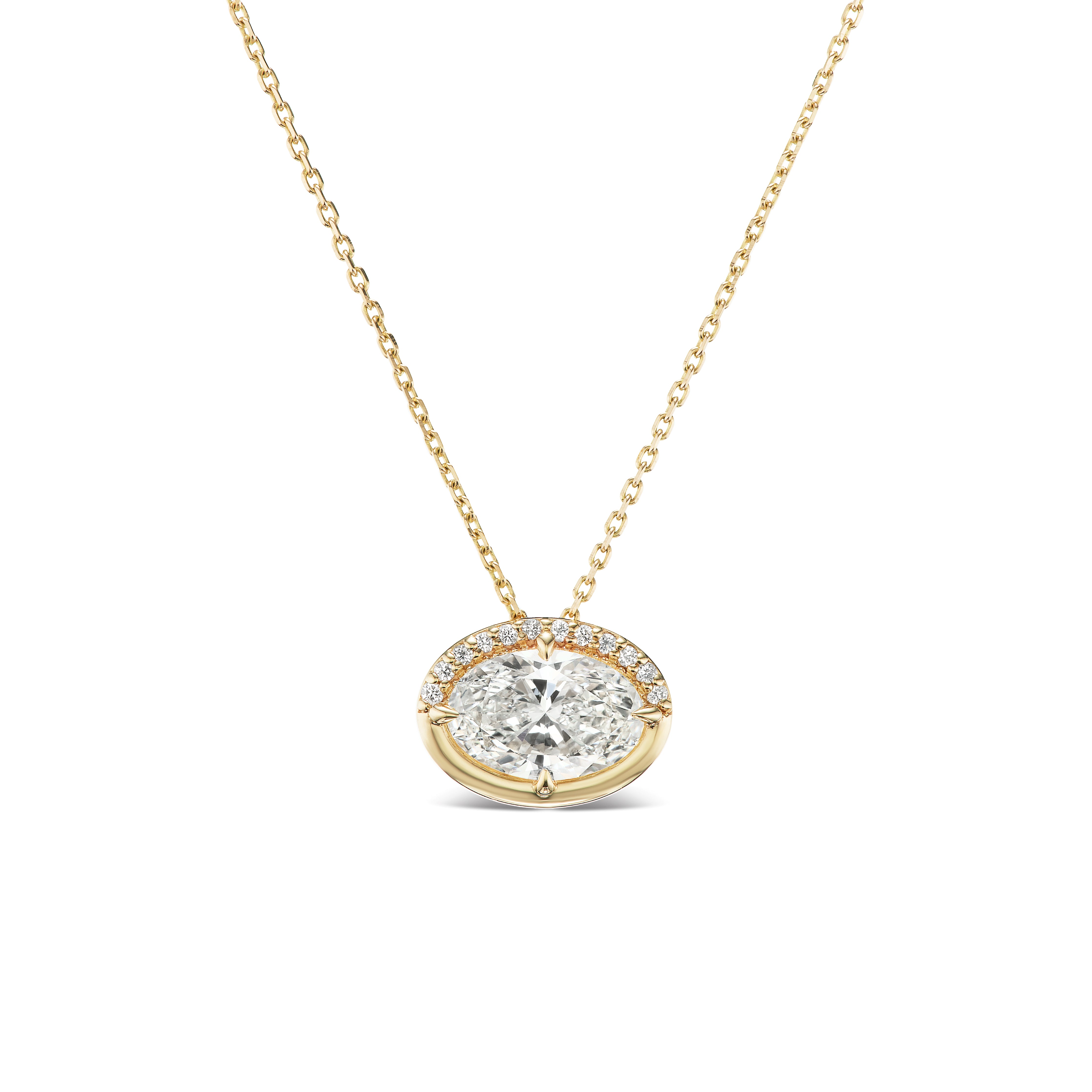 AARYAH | Oval Diamond Necklace in a Pave and Bezel setting